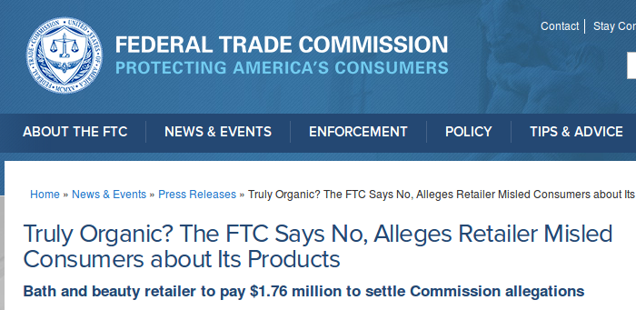 FTC Fines “Organic” Personal Care Product Retailer For Fraud – Nature's ...